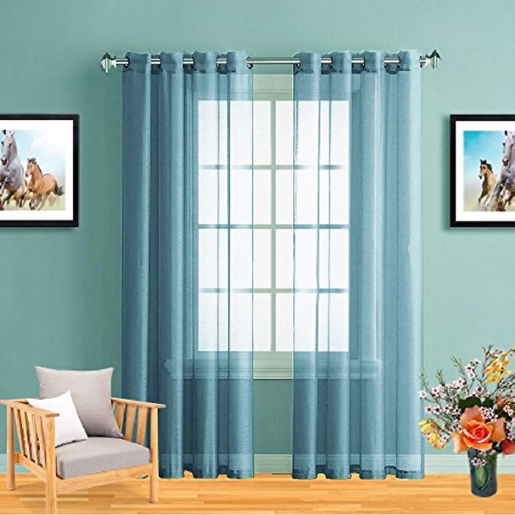 Accents | Caroline Dusty Blue 2 Panels Linen Textured With 8 Grommets ...